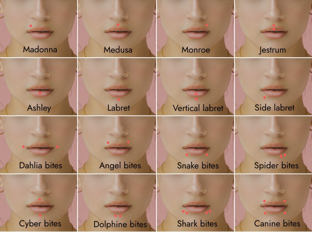 Quais são os tipos de piercing na boca? E como se compram jóias?